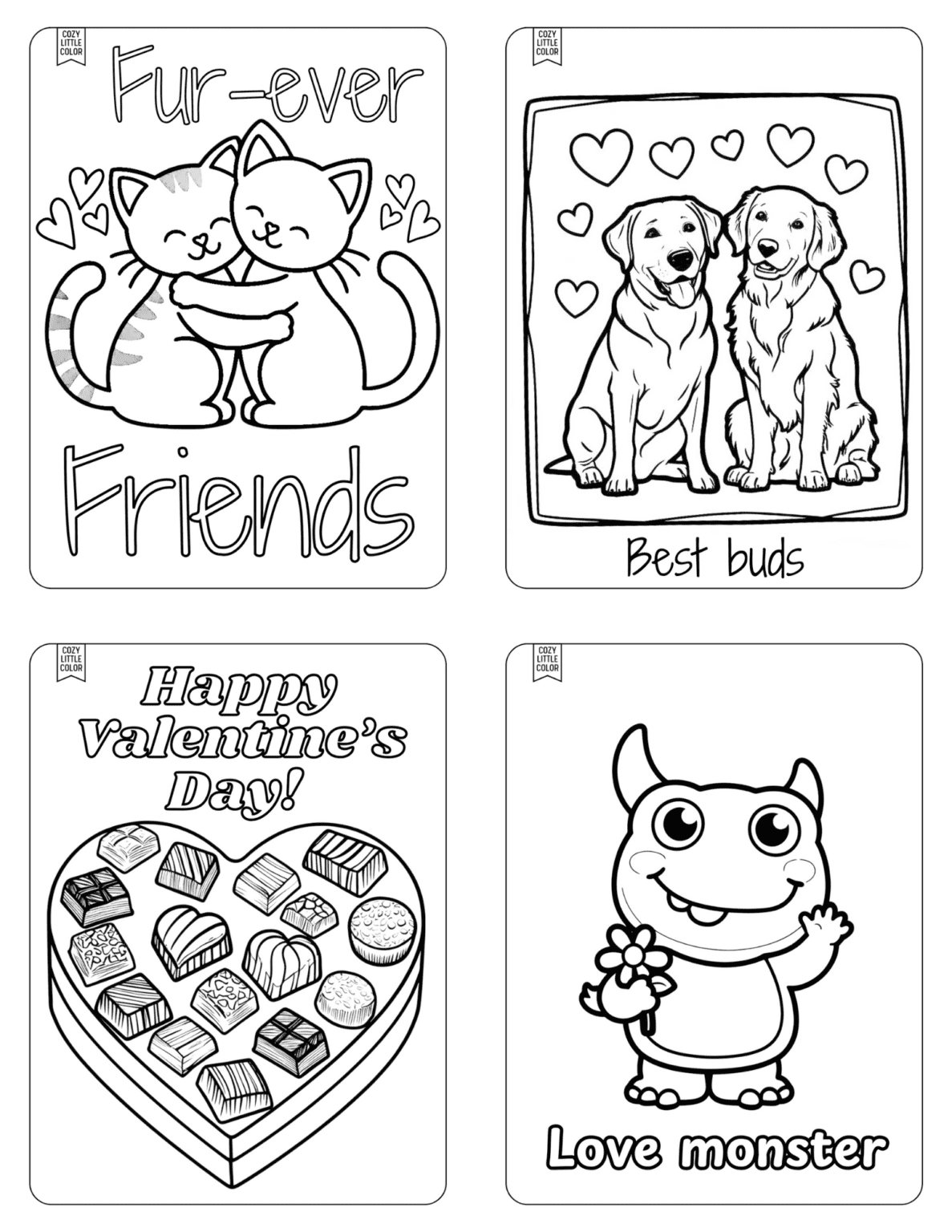 Free Valentine's Day Card Coloring Pages